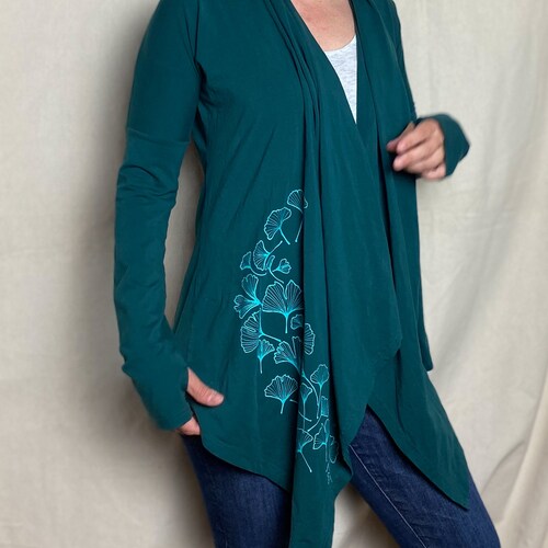 Cropped Cardigan Jersey Knit Stretch Drape Wrap Organic - Etsy