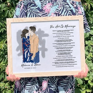 Custom Poem Print, Faceless Portrait Illustration, Paper Anniversary ...