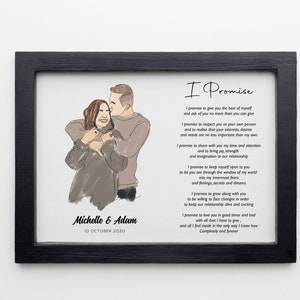 Custom Poem Print, Faceless Portrait Illustration, Paper Anniversary ...