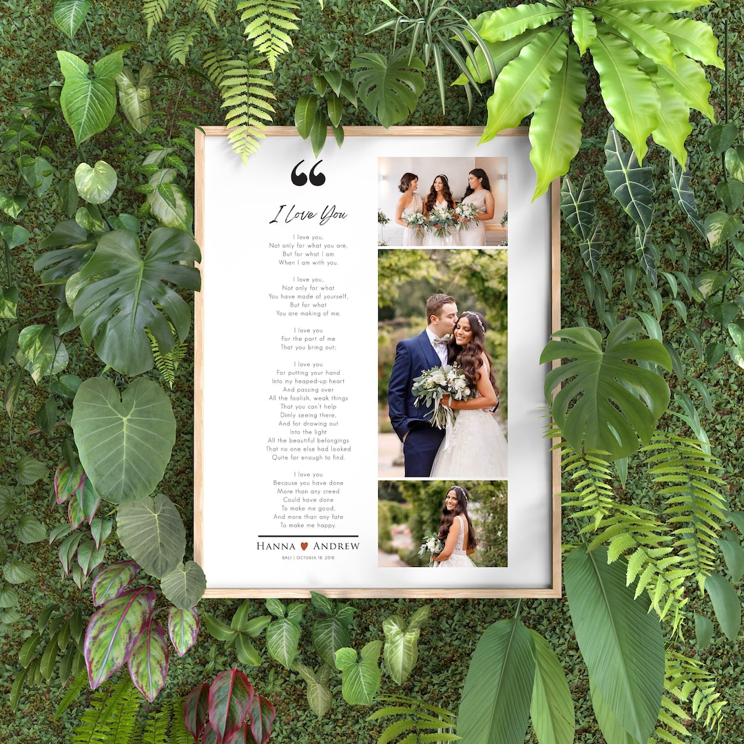Wedding Photo Collage With Custom Poem, Gift for Her, Wedding ...