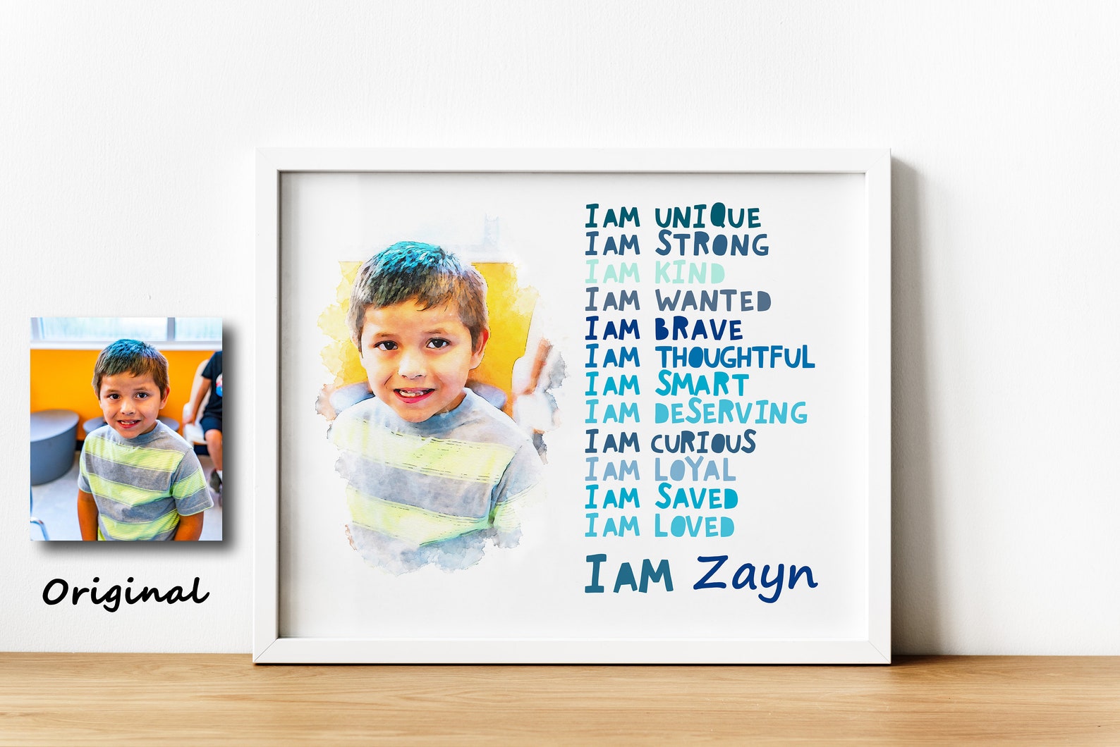 Custom Positive Affirmation Print Watercolor Portrait Boys - Etsy