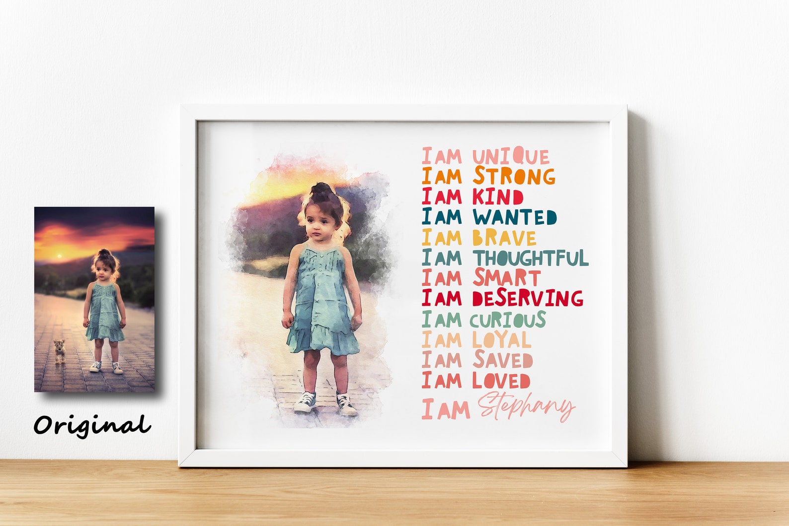 Custom Positive Affirmation Print Watercolor Portrait Boys - Etsy