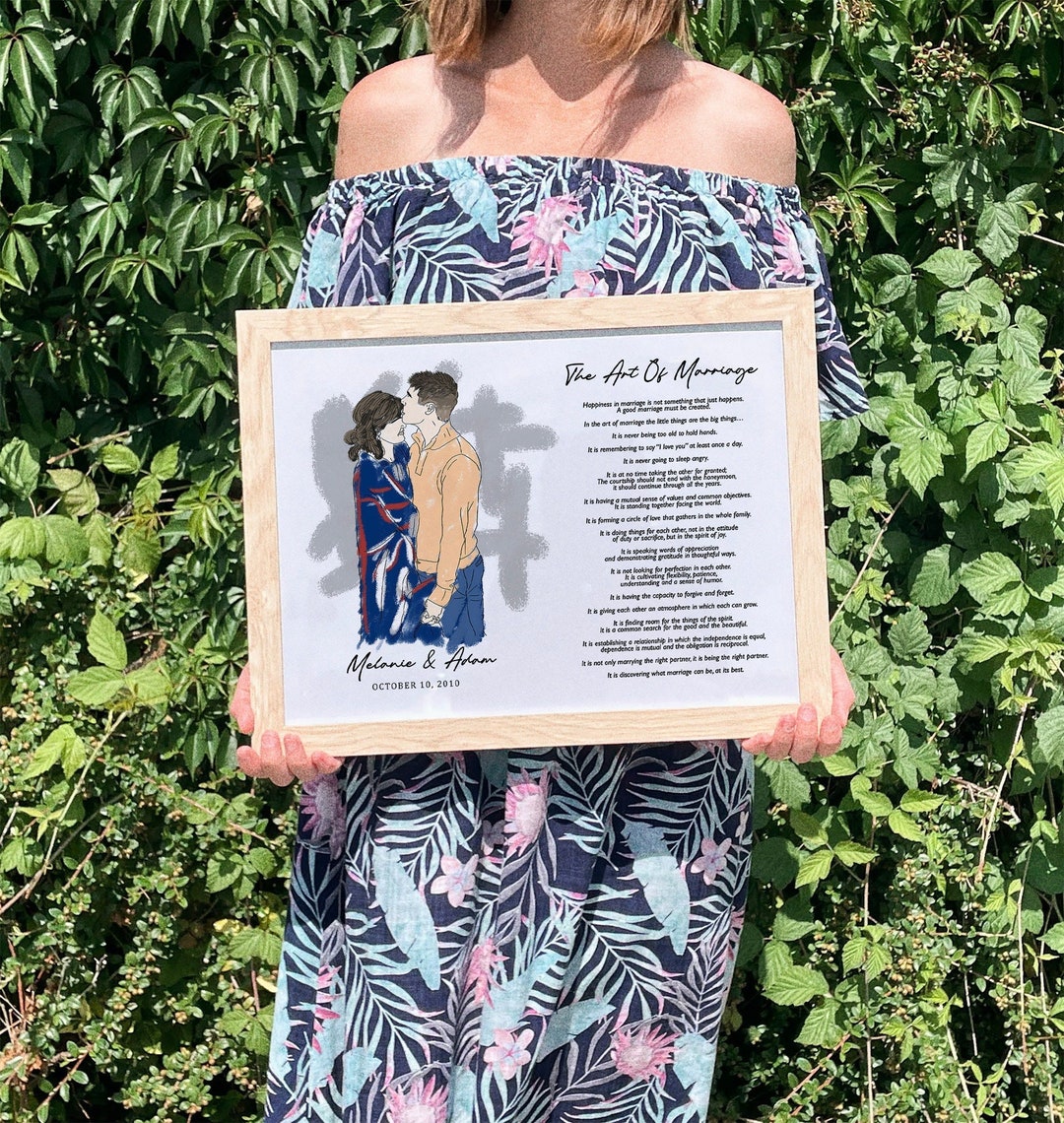 Custom Poem Print, Faceless Portrait Illustration, Paper Anniversary ...