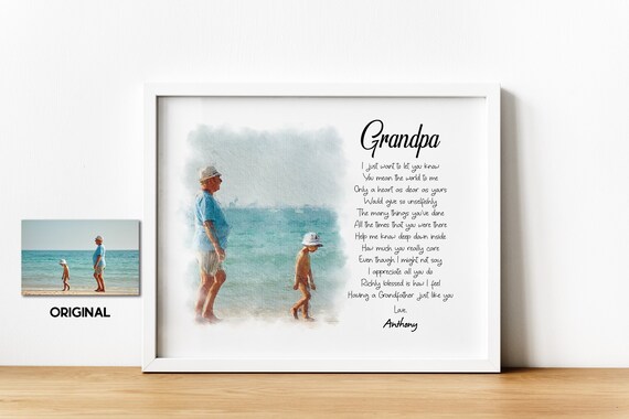 Custom Grandpa Print Gift Grandpa Portrait From Photo - Etsy
