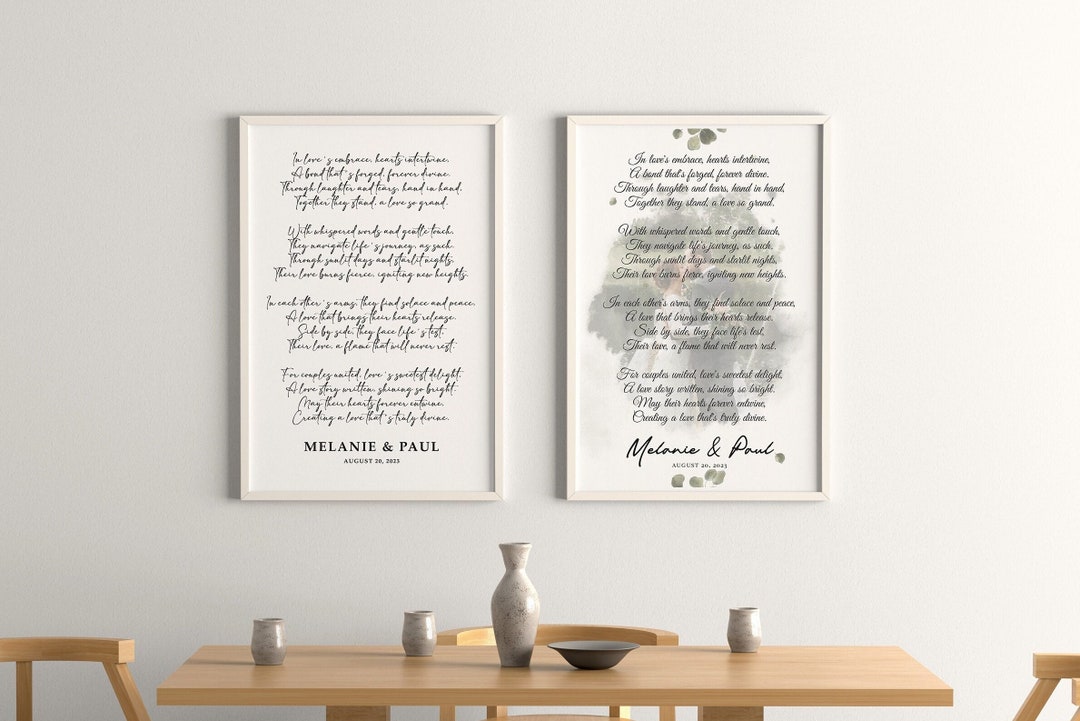 Custom Poem Print Love Poem Print Poem on Canvas Memorial Gift Custom ...