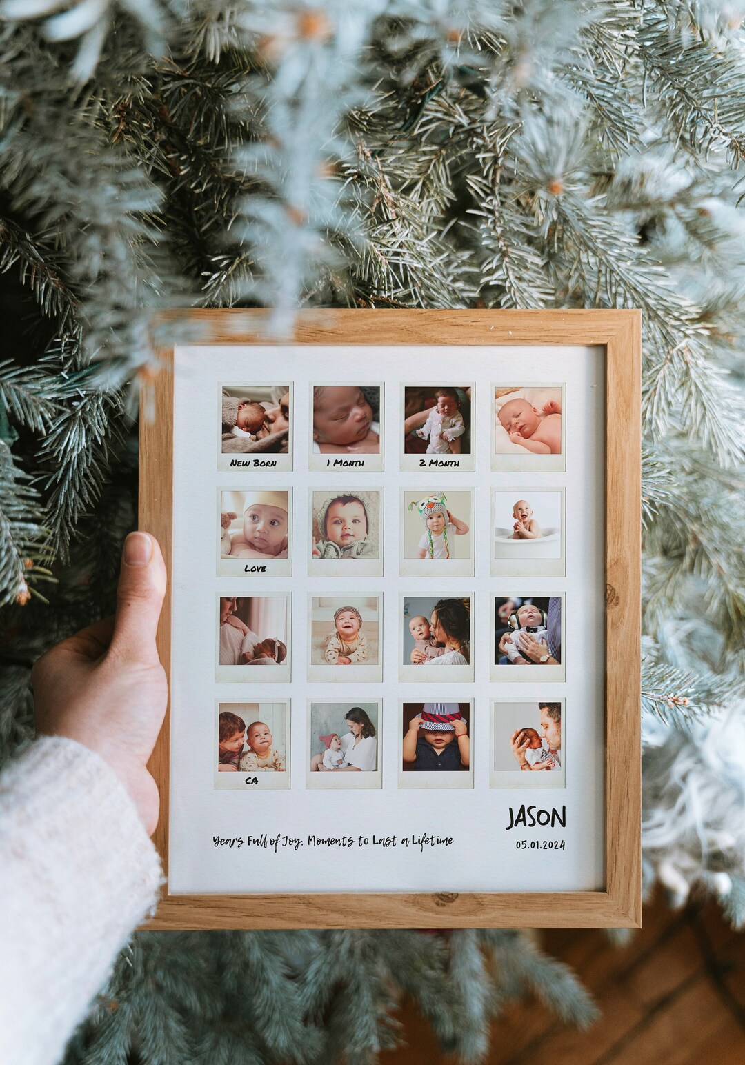 1st Birthday Memory Framed Canvas - Handmade Nursery Decor With 12 ...