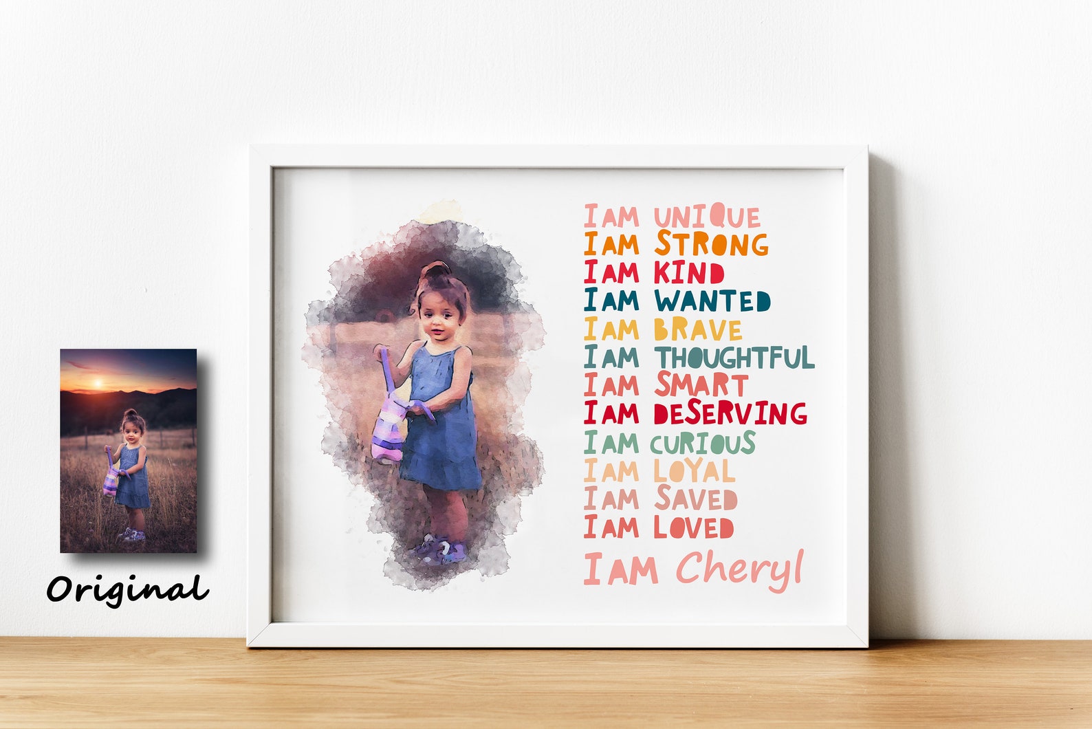 Custom Positive Affirmation Print Watercolor Portrait Boys - Etsy
