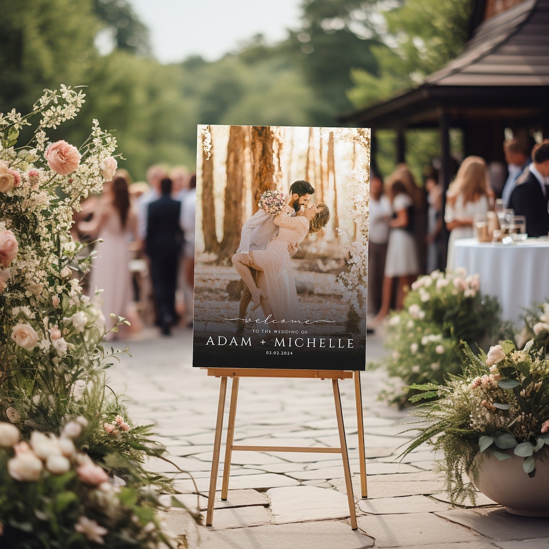 Wedding Welcome Sign on Canvas - Custom Engagement & Rehearsal Decor - Etsy
