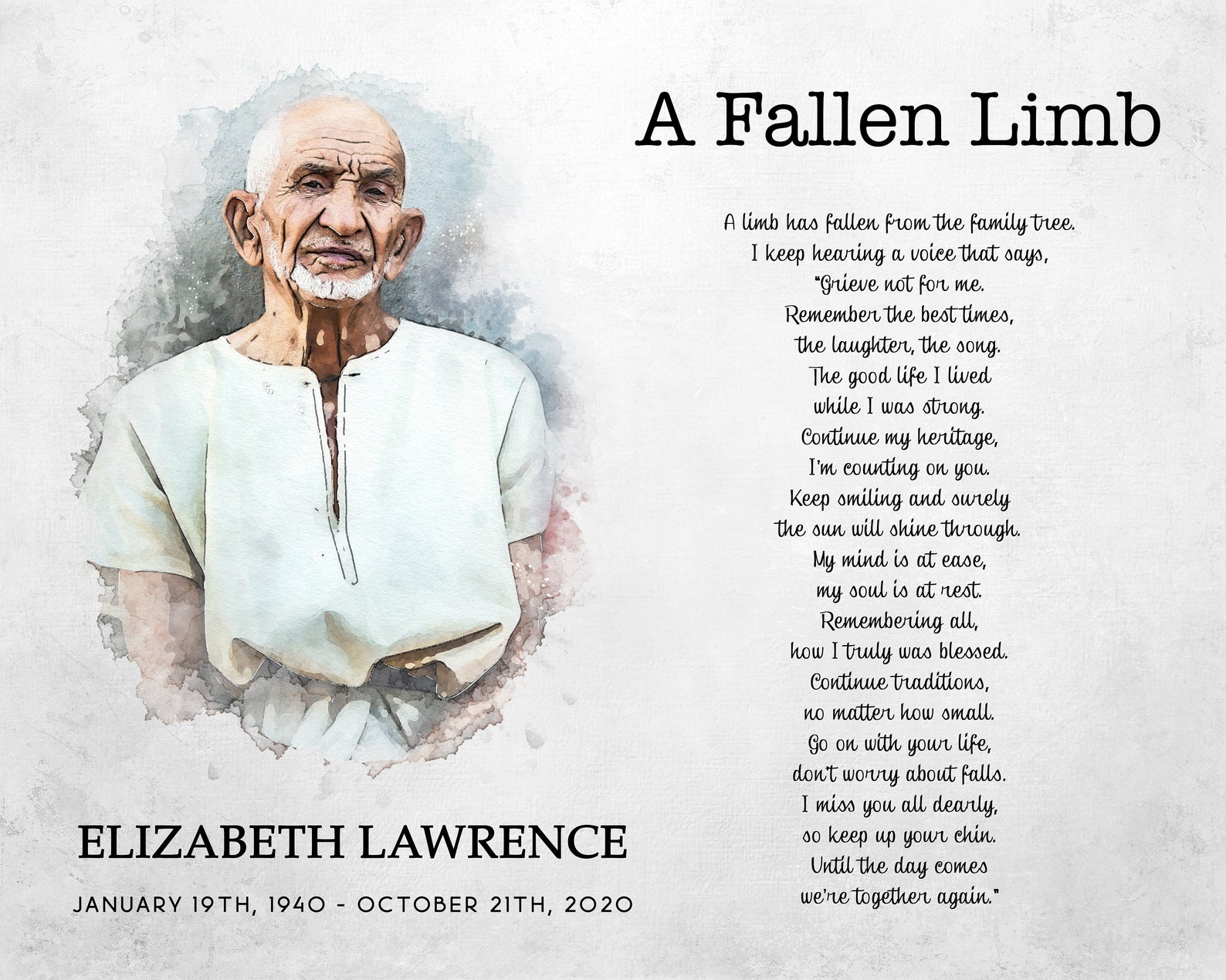 A Fallen Limb in Loving Memory Sign Memorial Gift Sympathy | Etsy