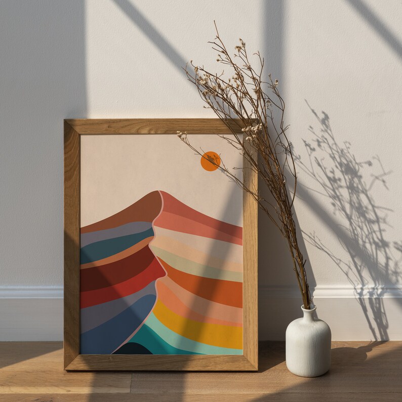 Mountain Hills Boho Wall Art Decor Bohemian Wall Print | Etsy