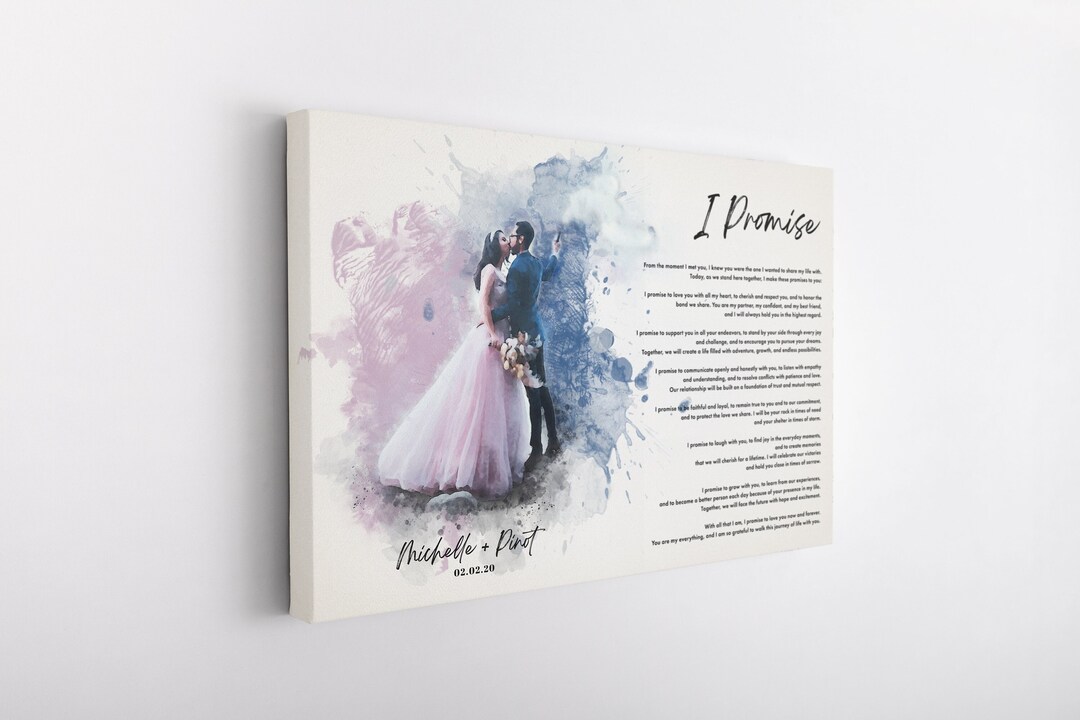 Wedding Vows With Picture, Watercolor Portrait, Wedding Song Lyrics ...
