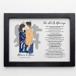 Custom Poem Print, Faceless Portrait Illustration, Paper Anniversary ...