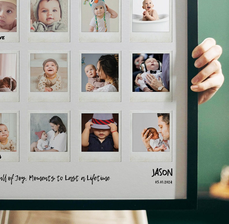 1st Birthday Memory Framed Canvas - Handmade Nursery Decor With 12 ...
