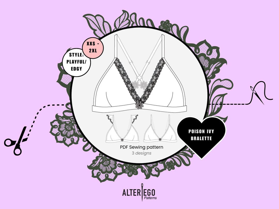 Triangle Bralette PDF Sewing Pattern | DIY Lingerie | Easy to Sew Home ...