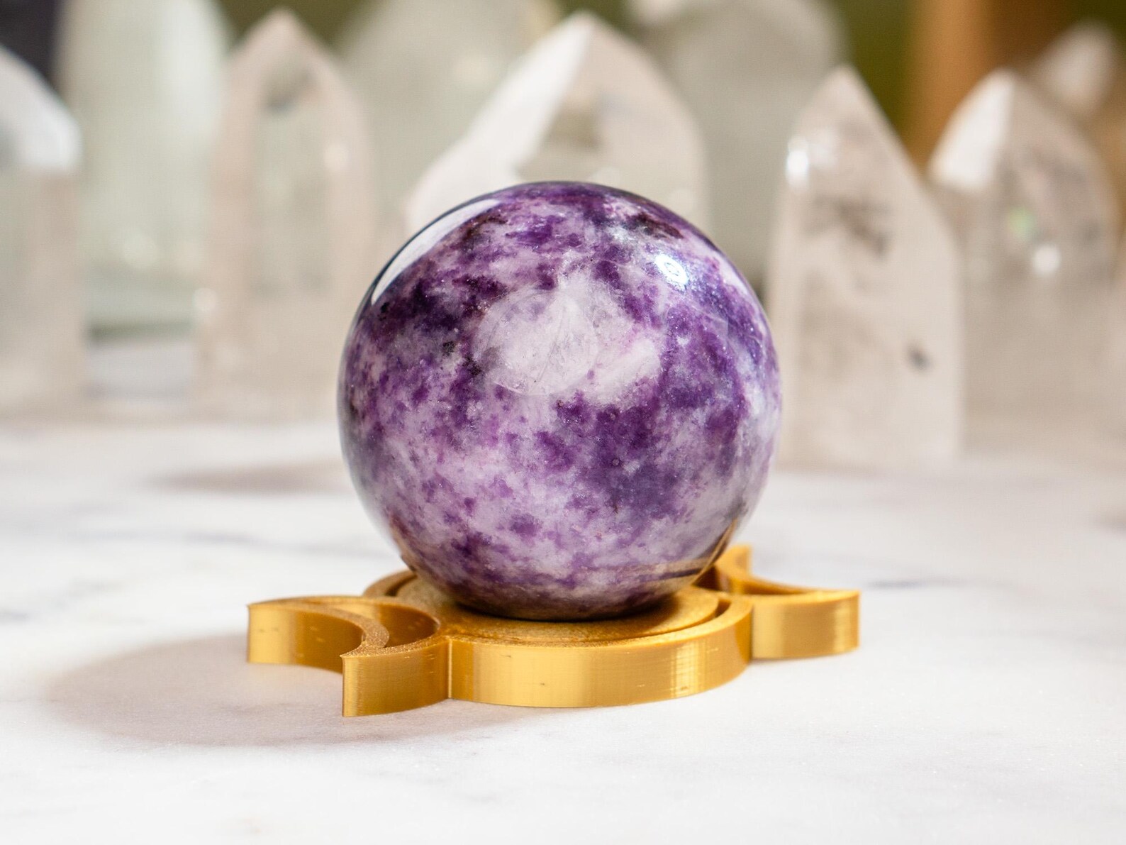 Lepidolite Sphere With Stand Stunning Lilac Crystal Ball for Your Home ...