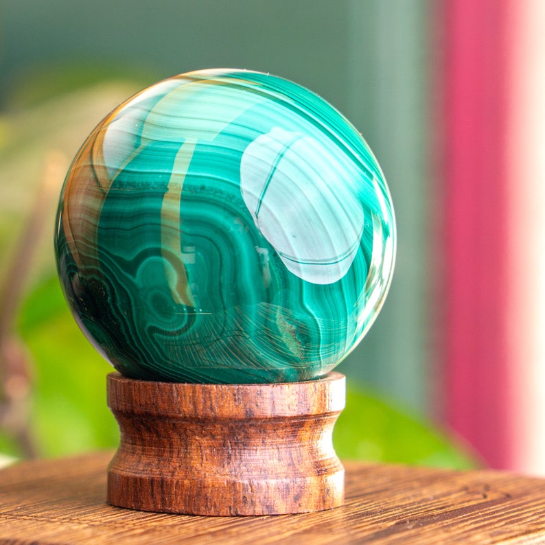 Malachite Sphere for Meditation 37mm Banded Malachite Crystal Ball ...