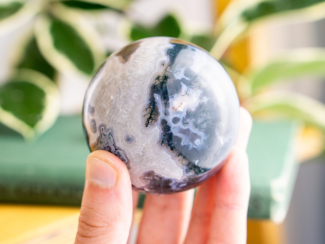 Moss Agate Sphere 65mm Green Chalcedony Orb - Etsy