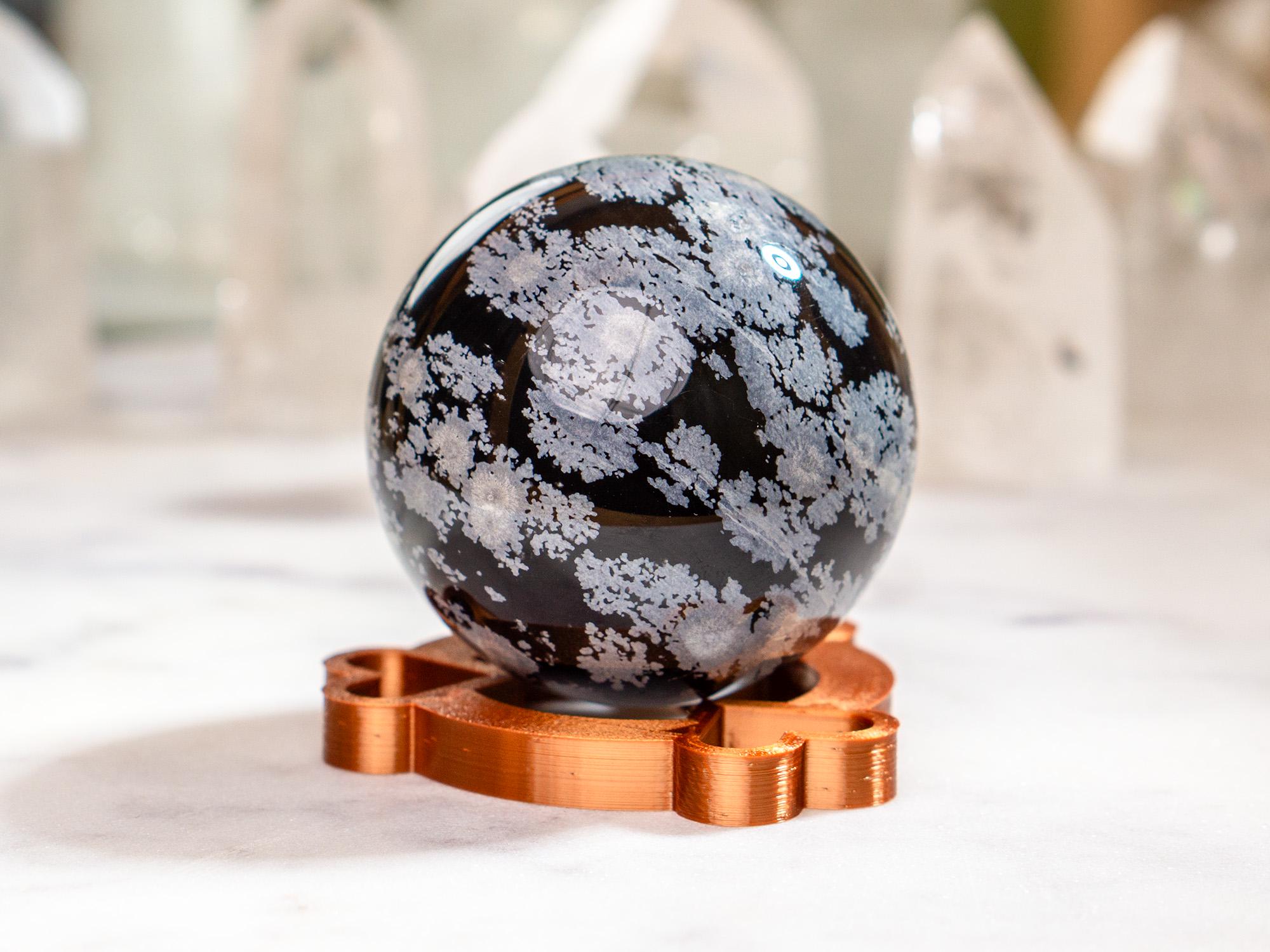 Snowflake Obsidian Sphere With Stand Stunning Natural Volcanic Glass ...