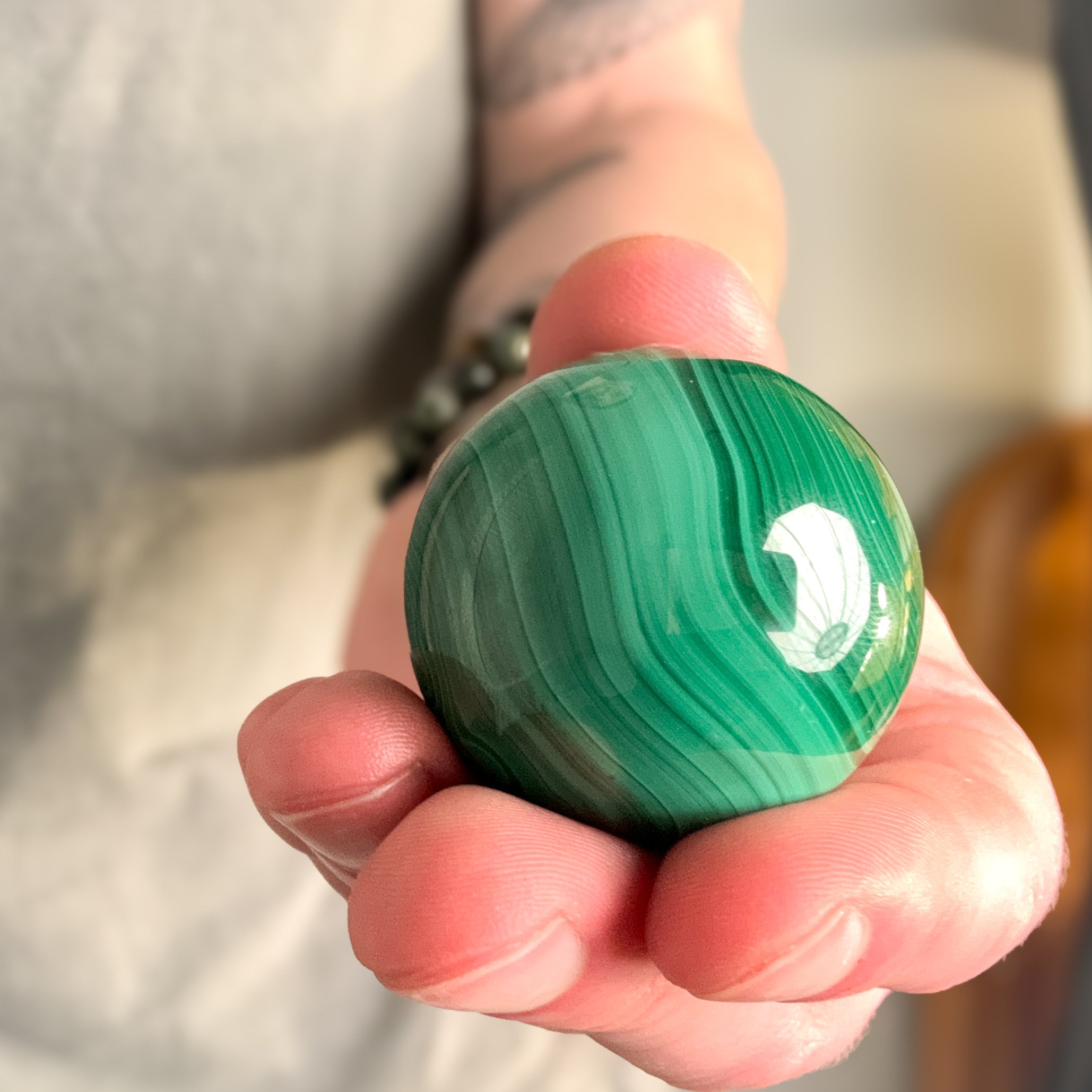 Malachite Sphere for Meditation 37mm Banded Malachite Crystal Ball ...