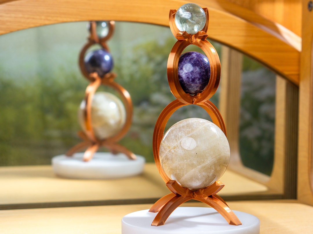 Helix Sphere Stand ~ Holds Three Crystal Balls or Freeforms ~ Handmade ...