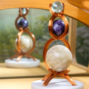 Helix Sphere Stand ~ Holds Three Crystal Balls or Freeforms ~ Handmade ...