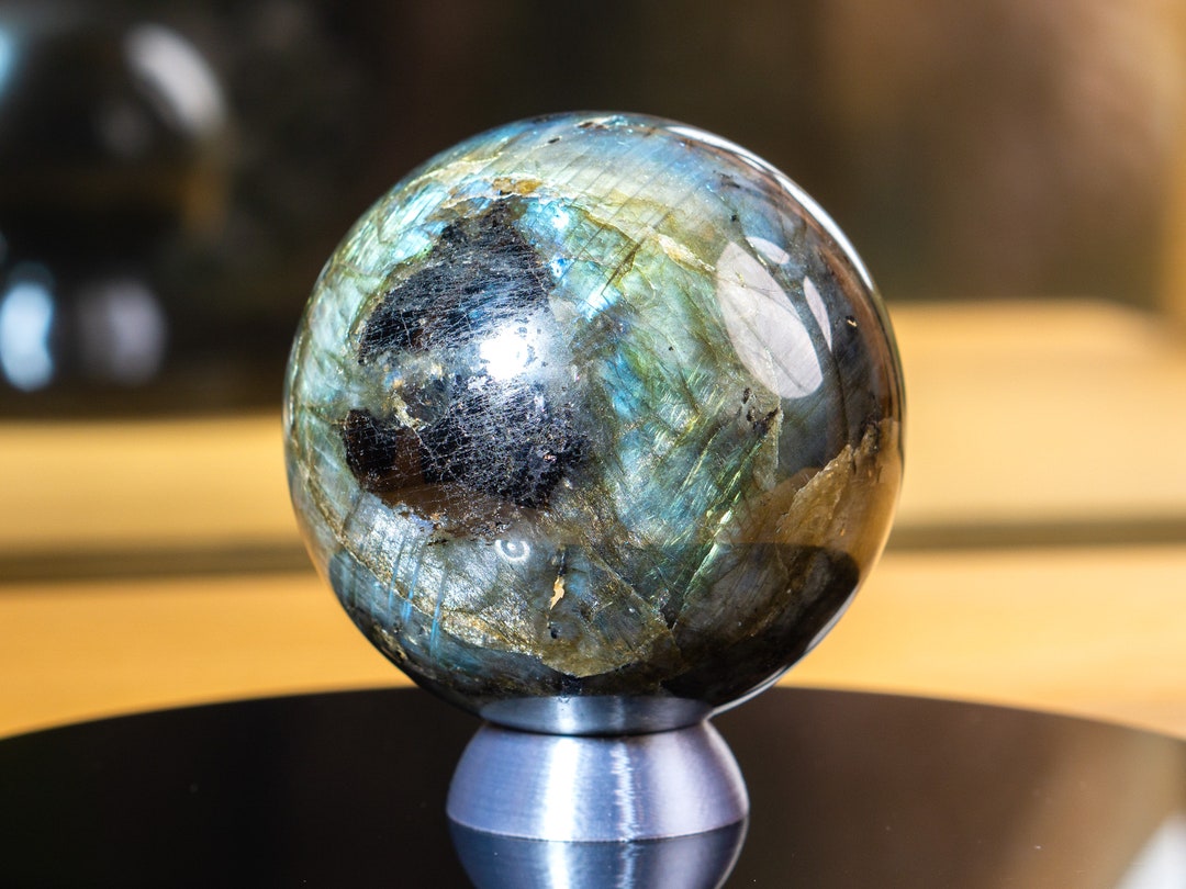 Labradorite Sphere With Stand ~ Beautiful Crystal Ball With Custom 3D ...