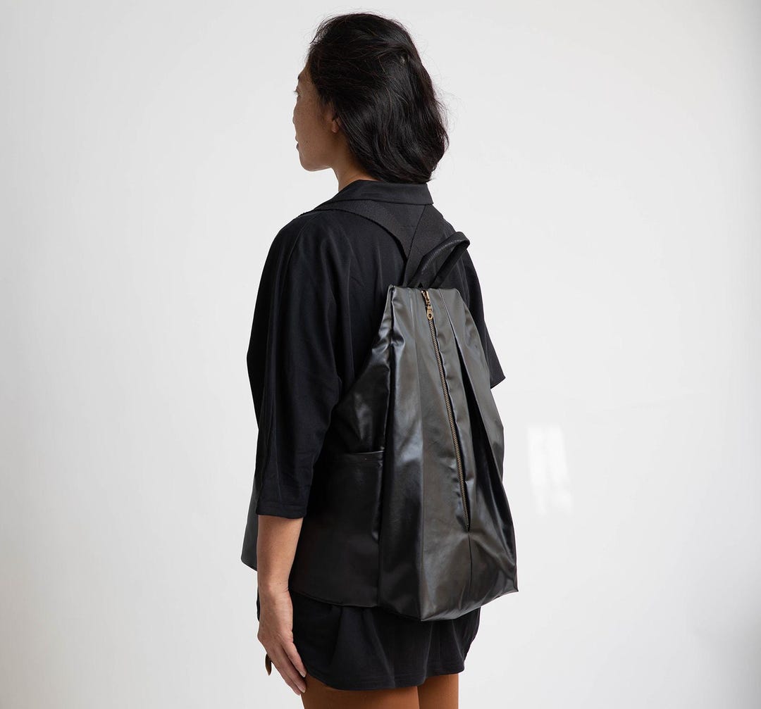 Black Canvas Convertible Backpack: Vegan Bike Backpack - Etsy