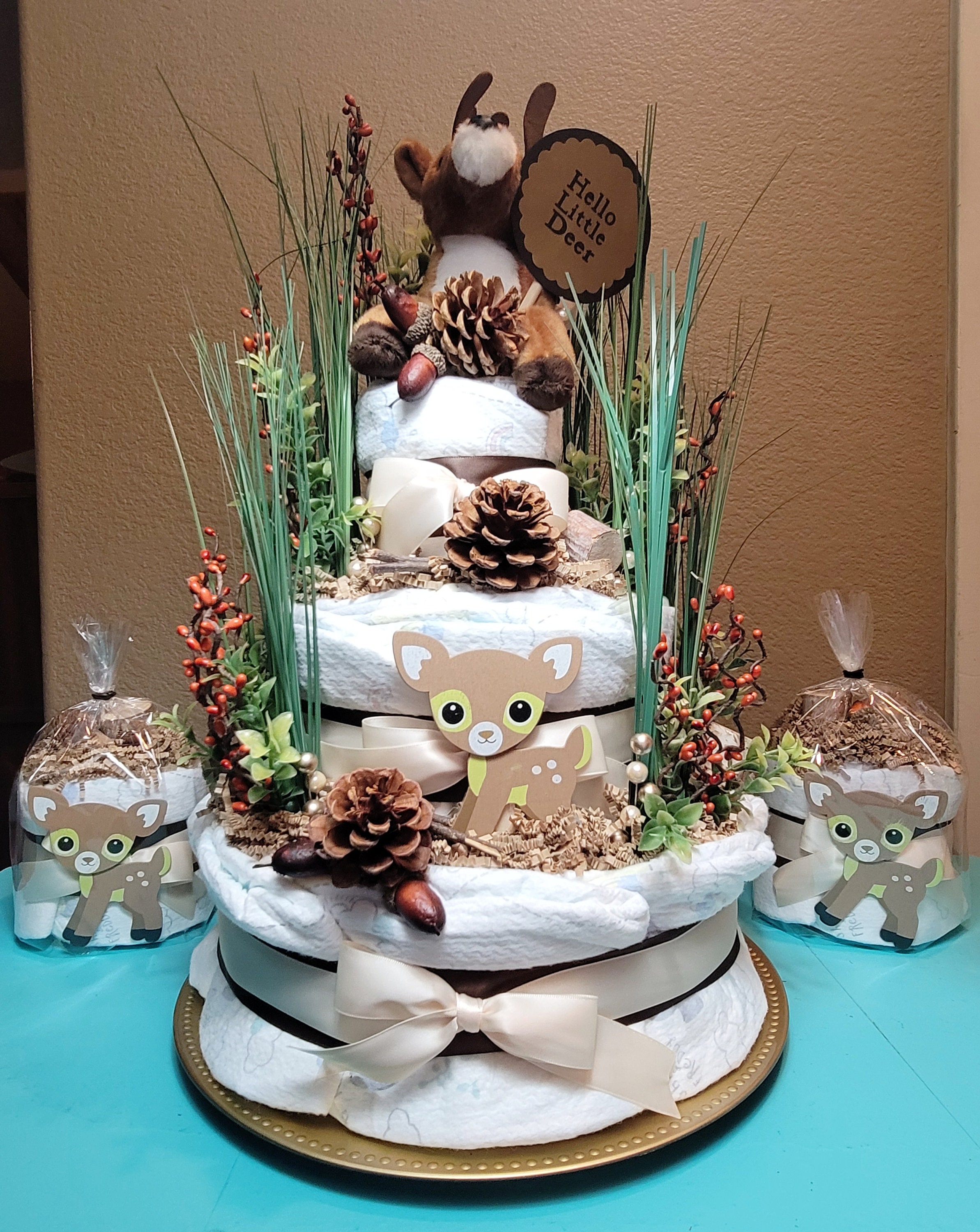 Hello Deer Woodland Diaper Cake, Baby Gift - Etsy