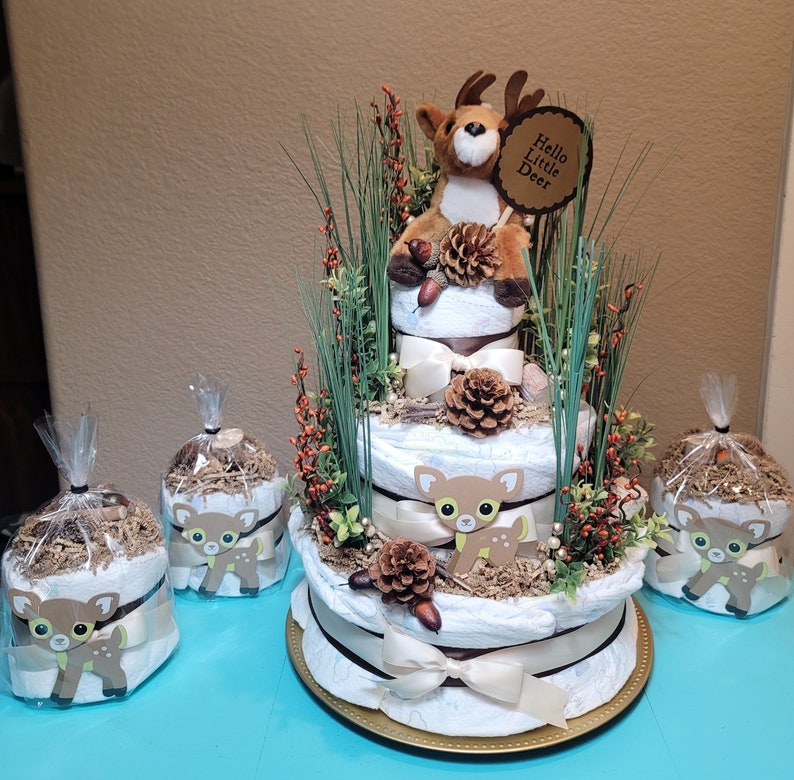 Hello Deer Woodland Diaper Cake, Baby Gift - Etsy