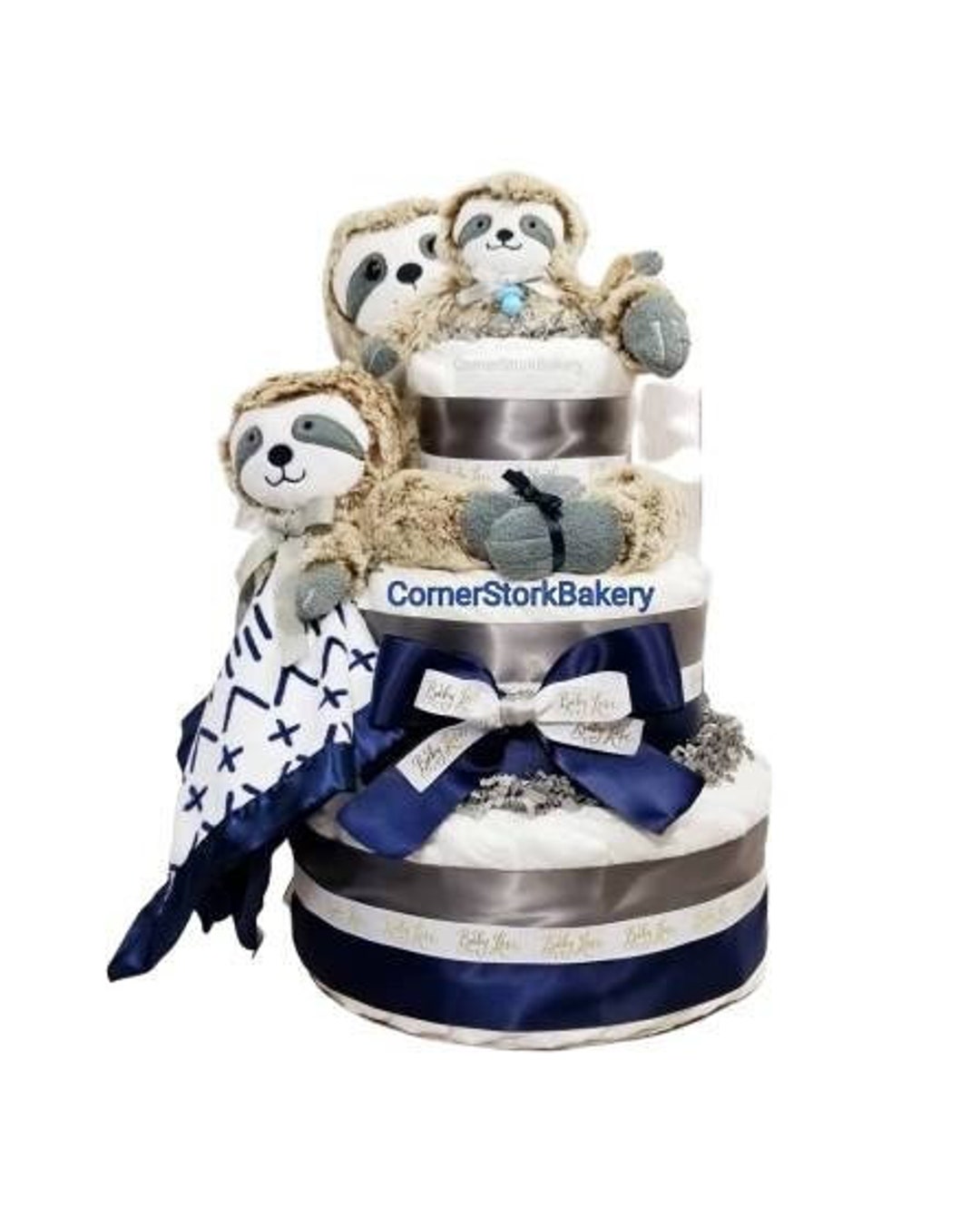 Boys Diaper Cake, Sloth Diaper Cake, Baby Shower Centerpiece, Diaper ...