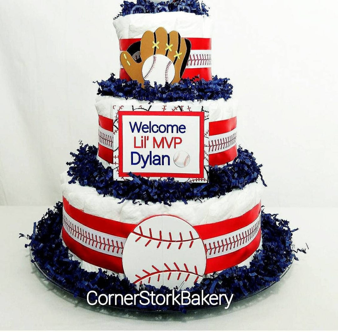Welcome Lil' MVP Baseball Diaper Cake, Baseball Diaper Cake, Baby - Etsy