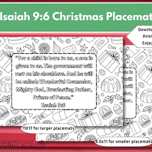 Isaiah 9:6 Printable Placemat for Kids and Adults, Christmas Story ...
