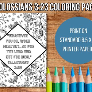 Colossians 3:23 Printable Coloring Page, Coloring Pages for Adults ...