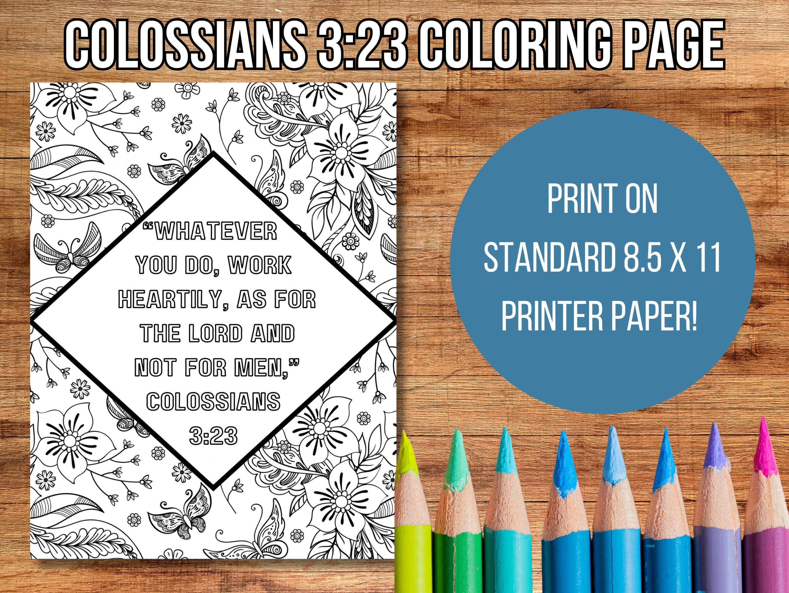 Colossians 3:23 Printable Coloring Page, Coloring Pages for Adults ...