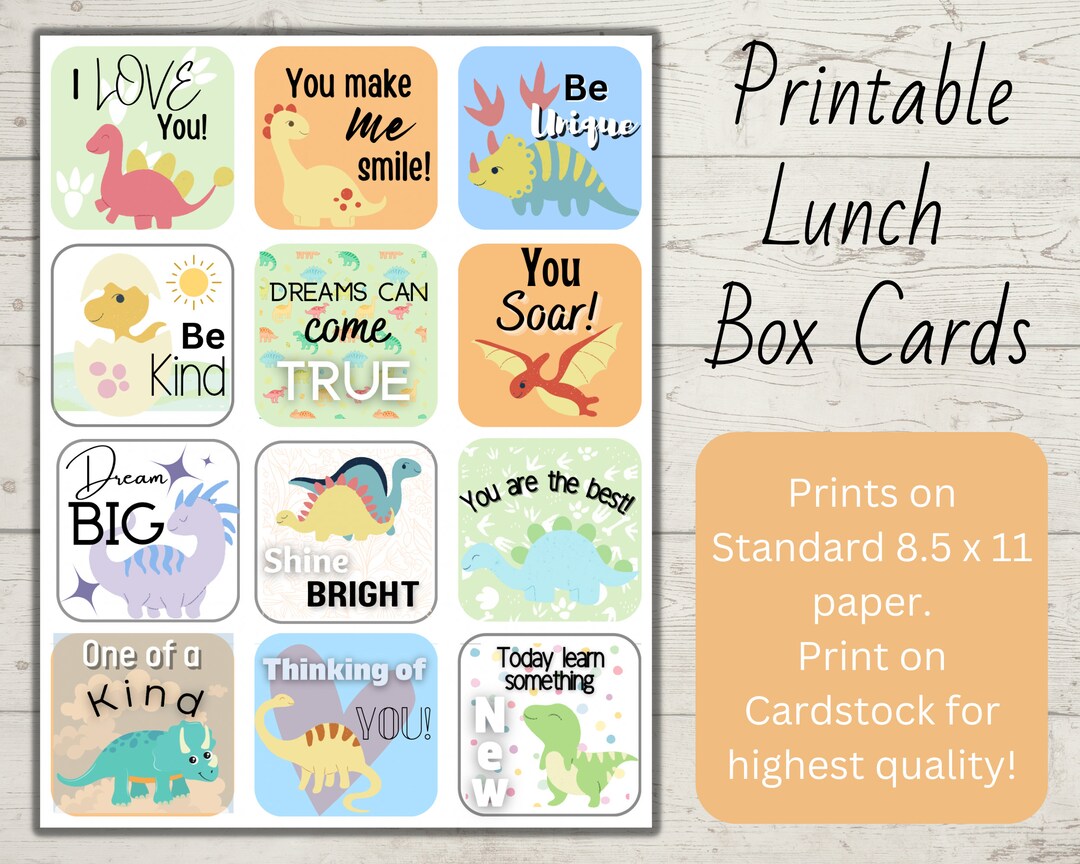 Printable Dinosaur Lunch Box Notes for Kids, Affirmation Cards for ...