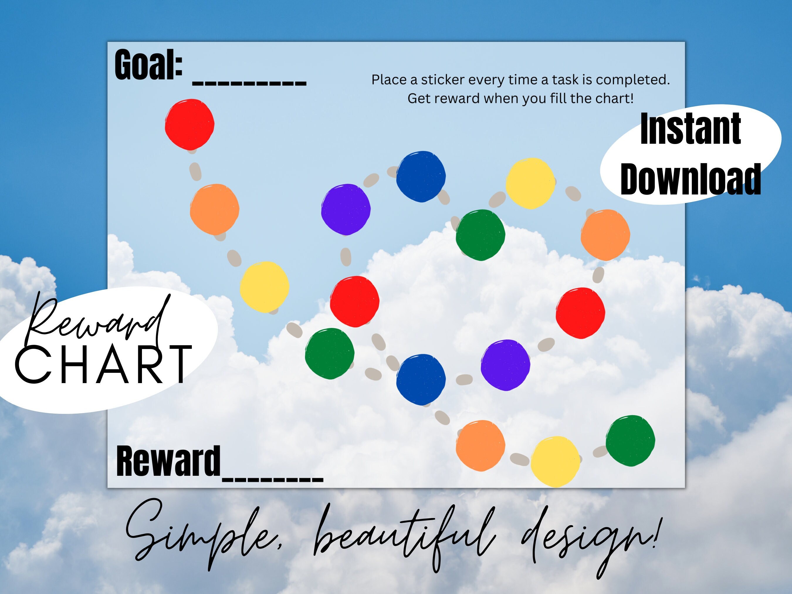 Rainbow Reward Chart, Printable Behavior Chart, Daily Chore Chart ...