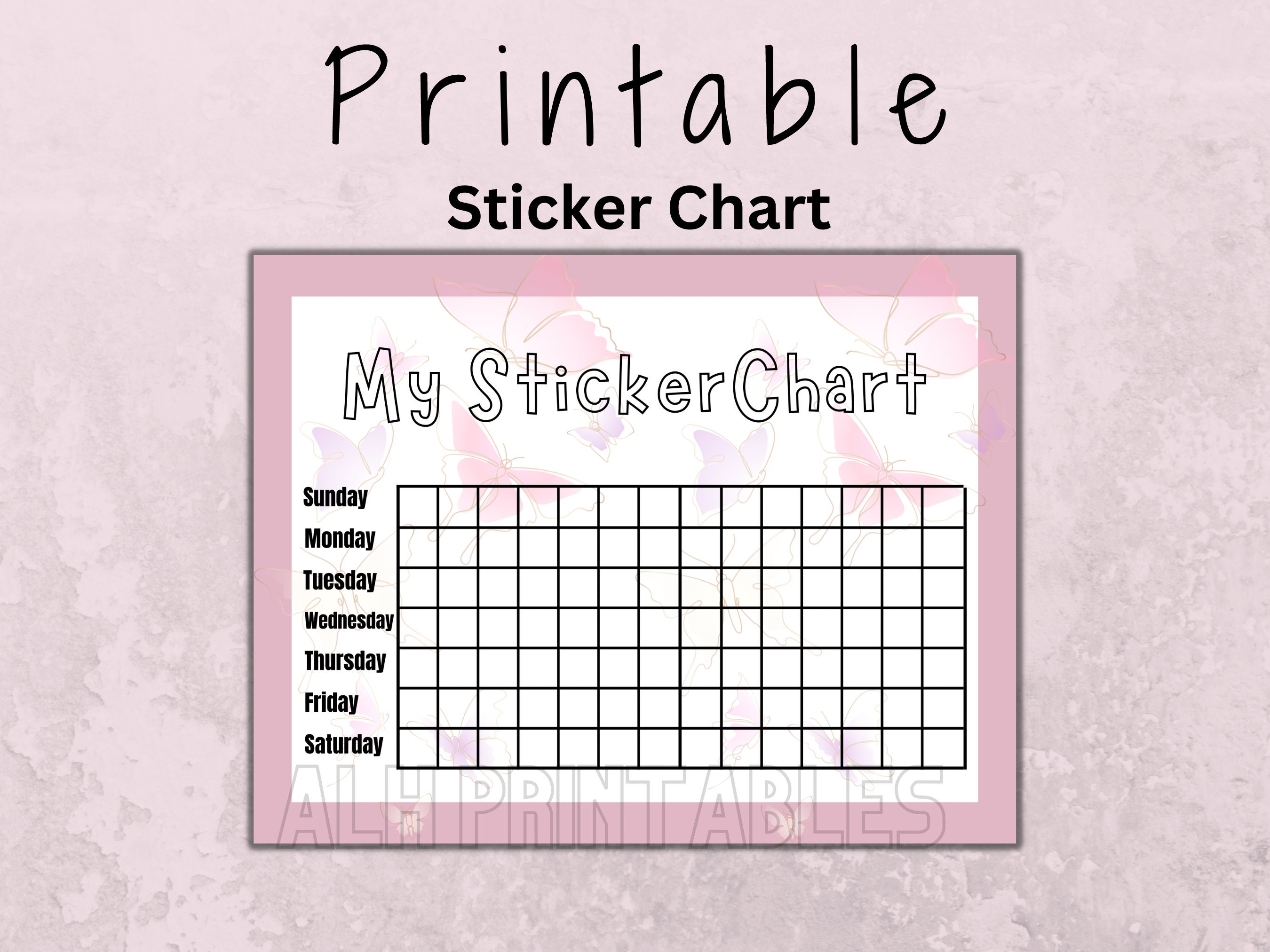 Printable Sticker Chart, Girls Reward Chart, Weekly Sticker Chart ...