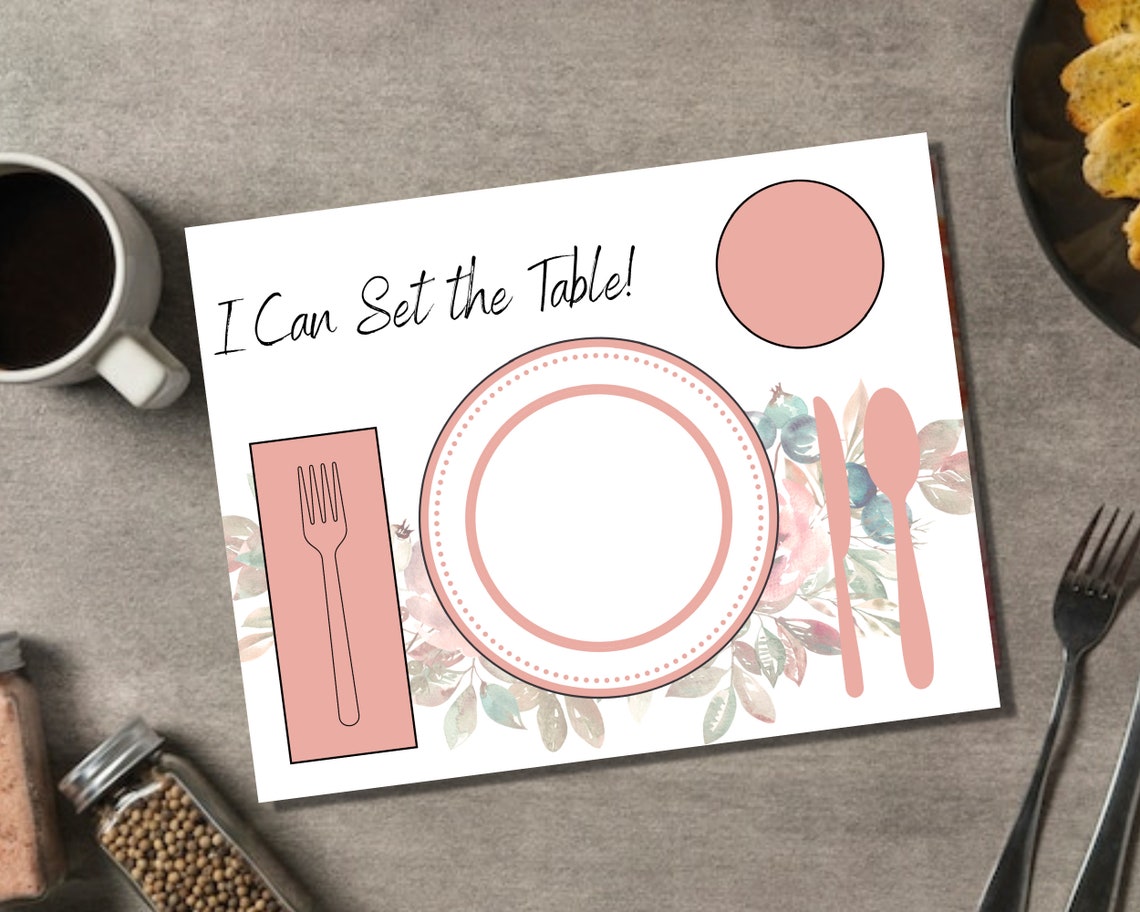 Printable Table Setting, Simple Placemat, Teach Your Kids to Set the ...