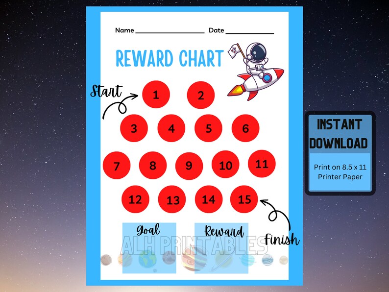 Space Reward Chart, Space Ship Sticker Chart, Behavior Tracking Chart ...