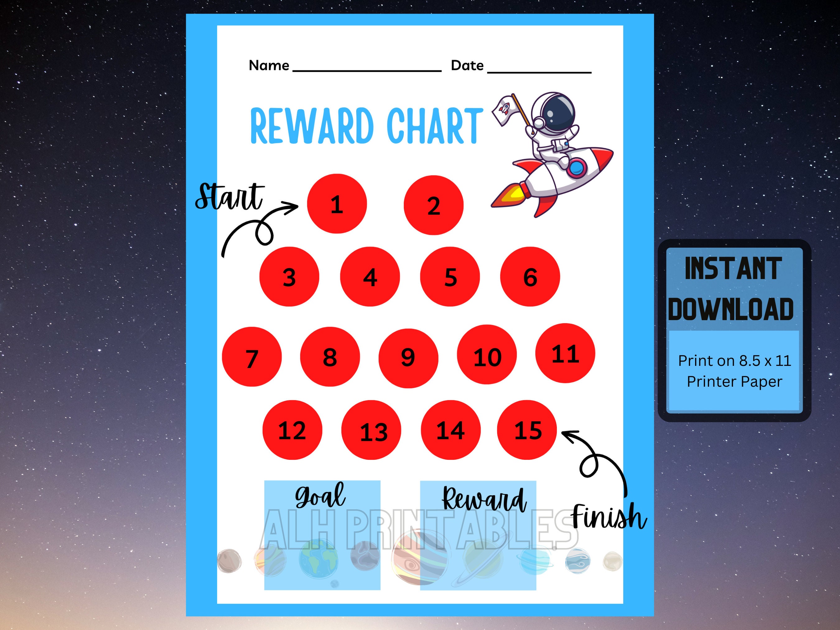 Space Reward Chart, Space Ship Sticker Chart, Behavior Tracking Chart ...
