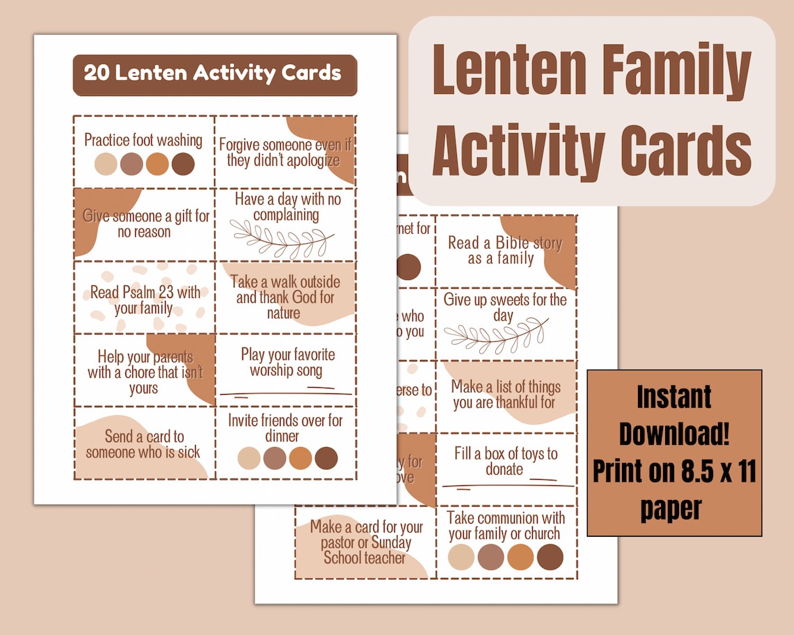Lenten Activity Cards for Families, Celebrate Lent, Lent for Kids, Lent ...