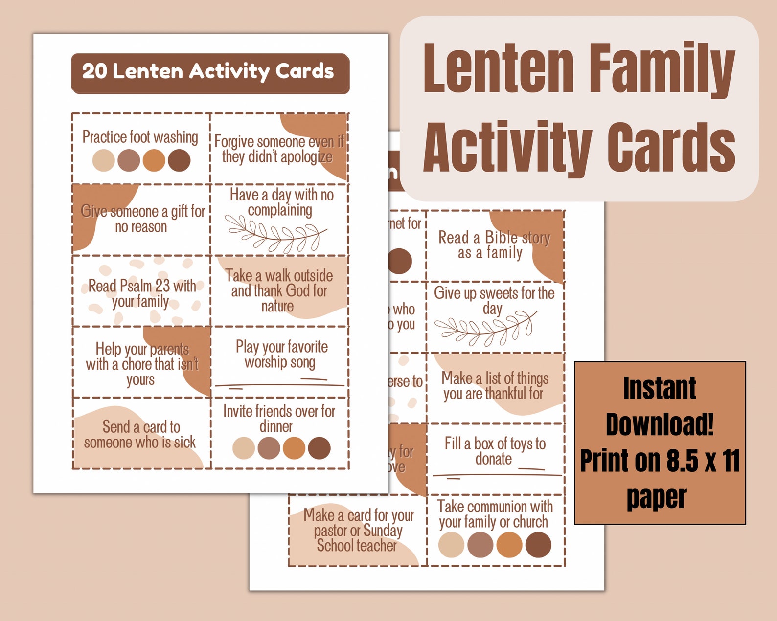 Lenten Activity Cards for Families, Celebrate Lent, Lent for Kids, Lent ...