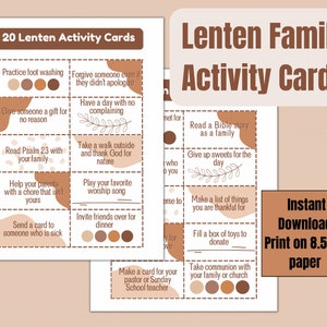 Lenten Activity Cards for Families, Celebrate Lent, Lent for Kids, Lent ...