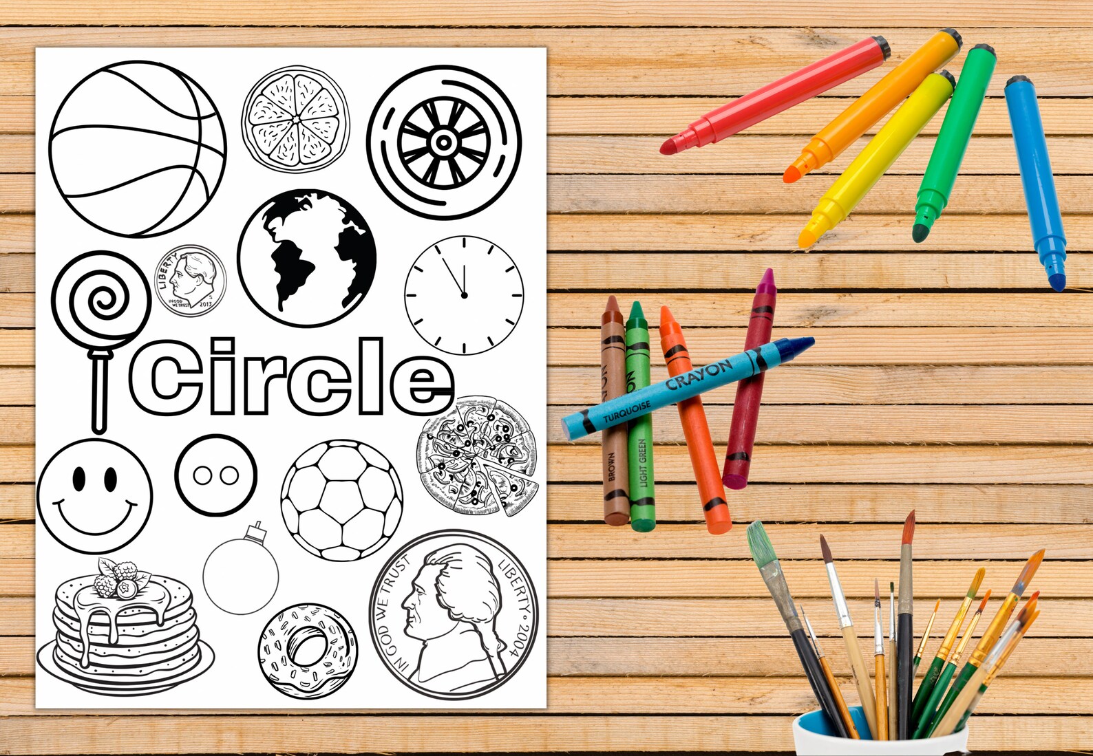 5 Printable Shape Coloring Page,coloring Book, Kindergarten, Preschool ...