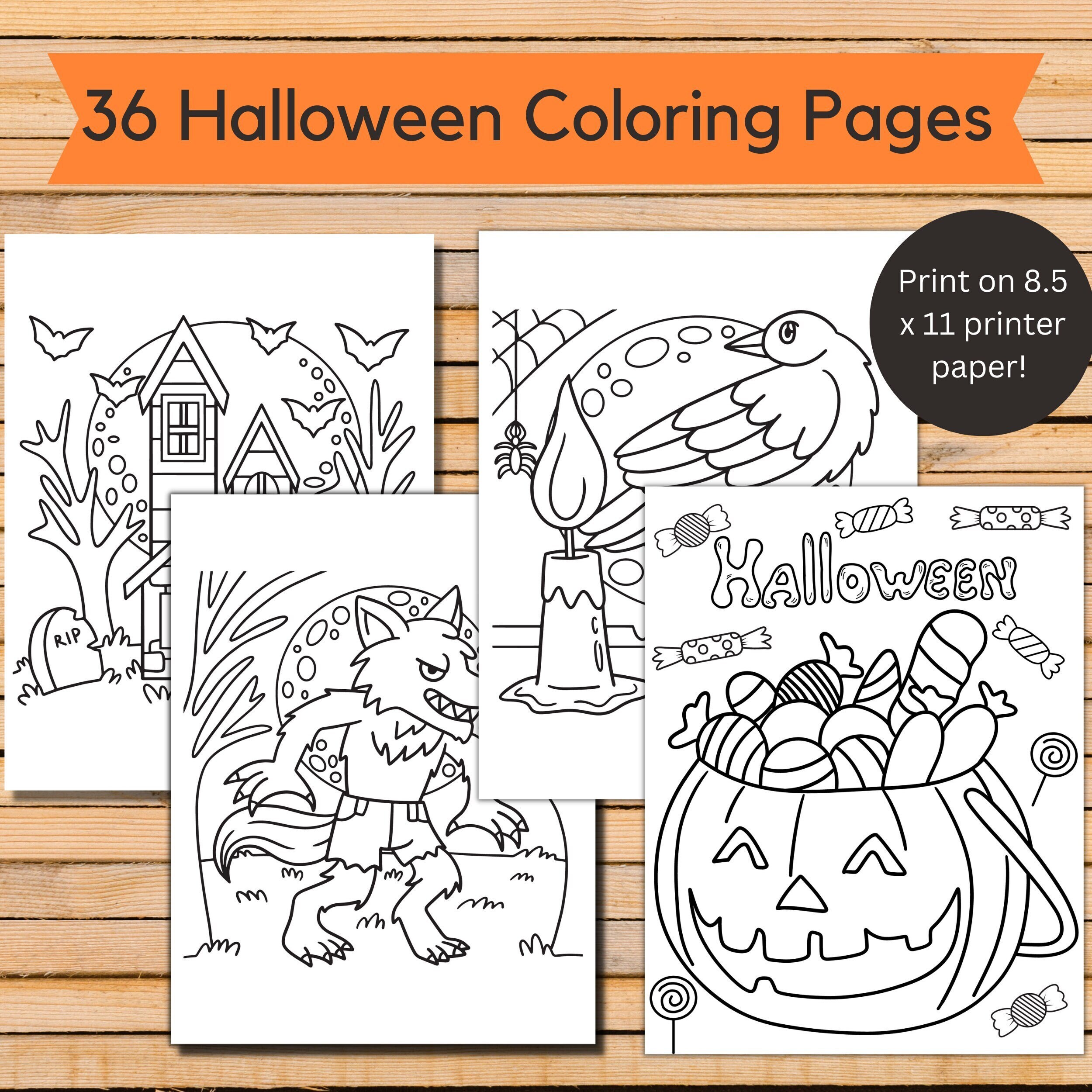 Printable Halloween Coloring Pages for Kids Halloween Day - Etsy