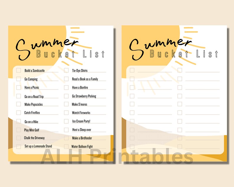 Printable Summer Bucket List, Fill in the Blank Summer Bucket List ...