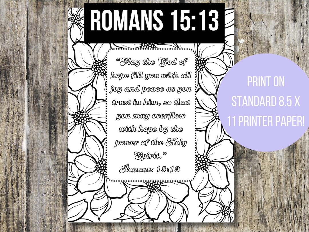 Romans 15:13 Printable Coloring Page, Coloring Pages for Adults, Memory ...