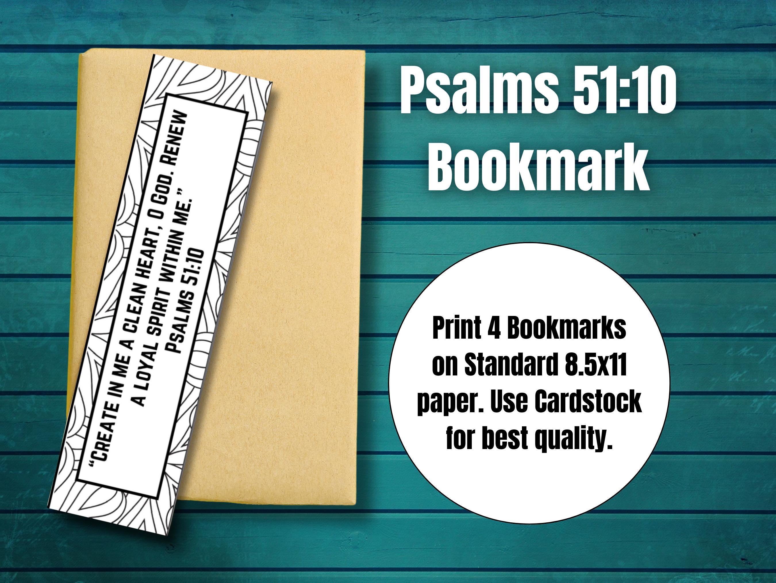 Printable Psalms 51:10 Bookmark, Coloring Page Bookmark for Kids and ...