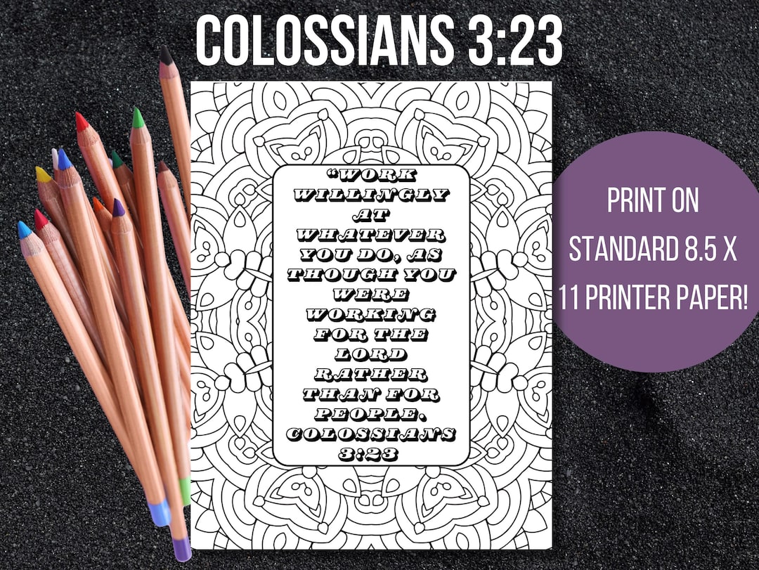 Colossians 3:23 Printable Coloring Page, Coloring Pages for Adults ...