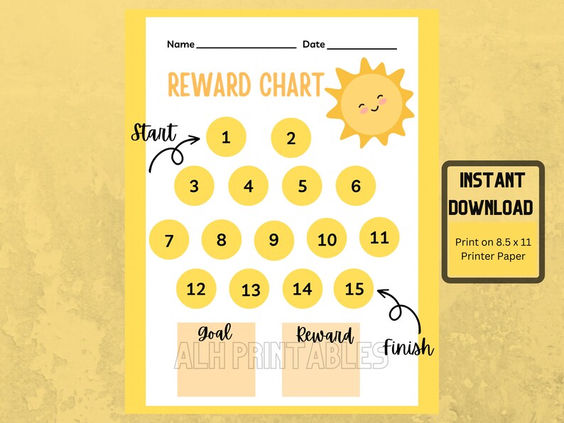 Sunshine Reward Chart Sunny Day Sticker Chart Yellow Routine Tracking ...